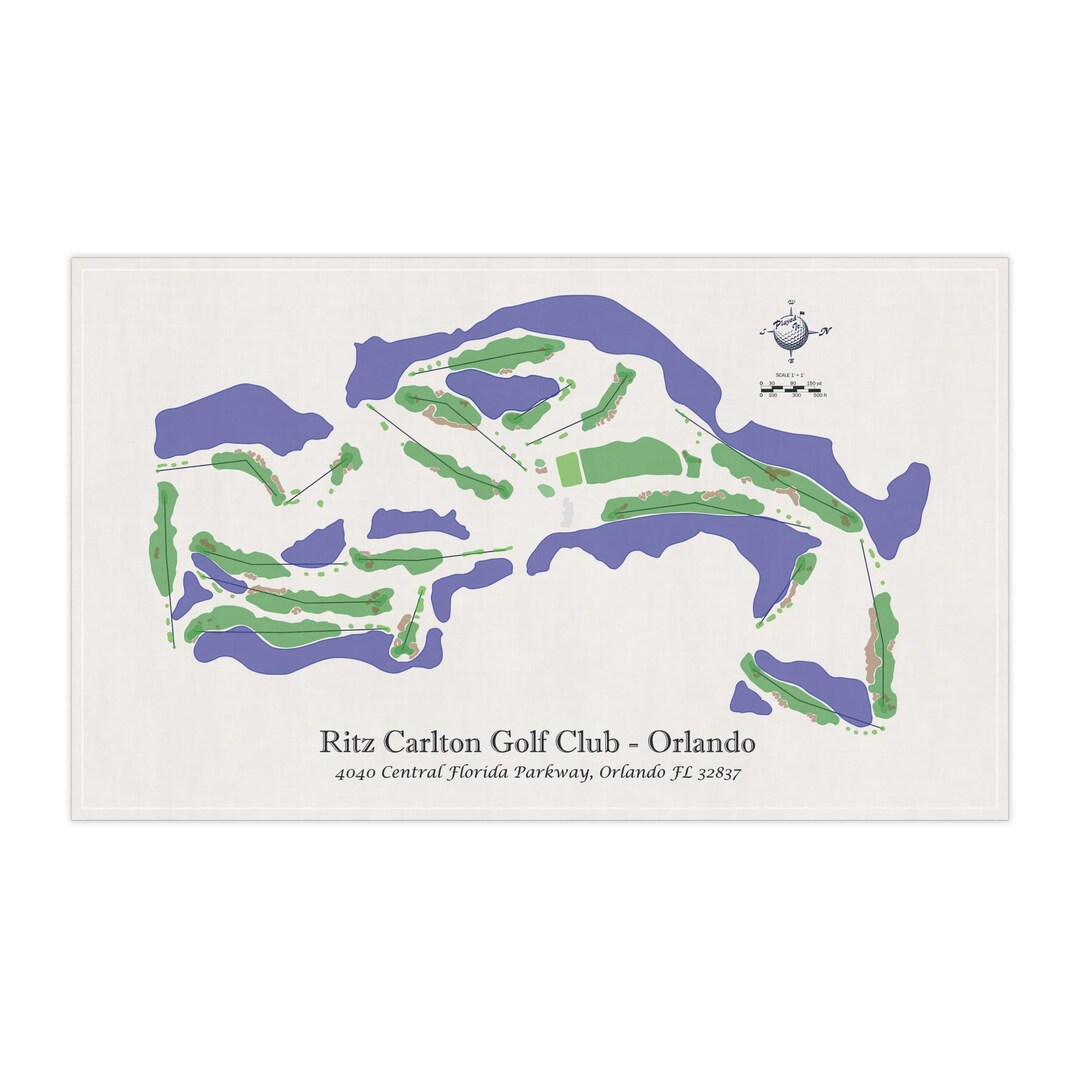 Ritz Carlton Golf Club - Orlando Course Map Tea Towels - Perfect for ...