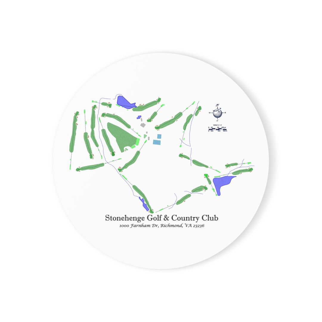 Stonehenge Golf Course Map Coaster, Cork Back Barware - Etsy