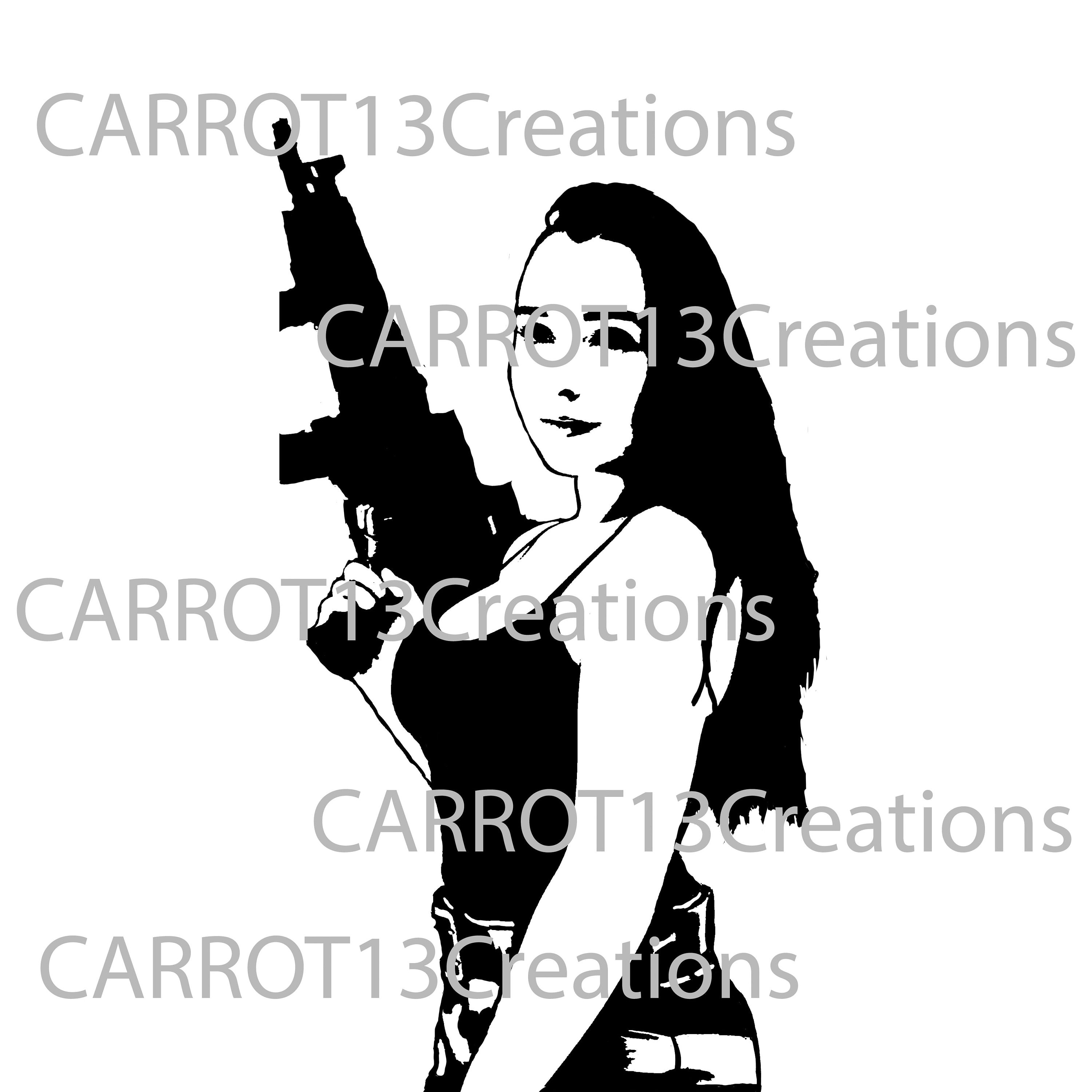 Girl With Gun - SVG, JPG, PNG Files for Vinyl Decal or Art Project - Etsy