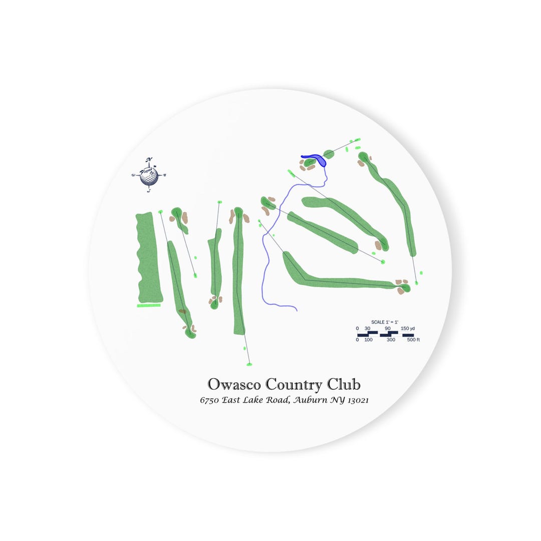 Owasco Country Club Course Map Cork Back Coaster, Drink Coaster, Home ...