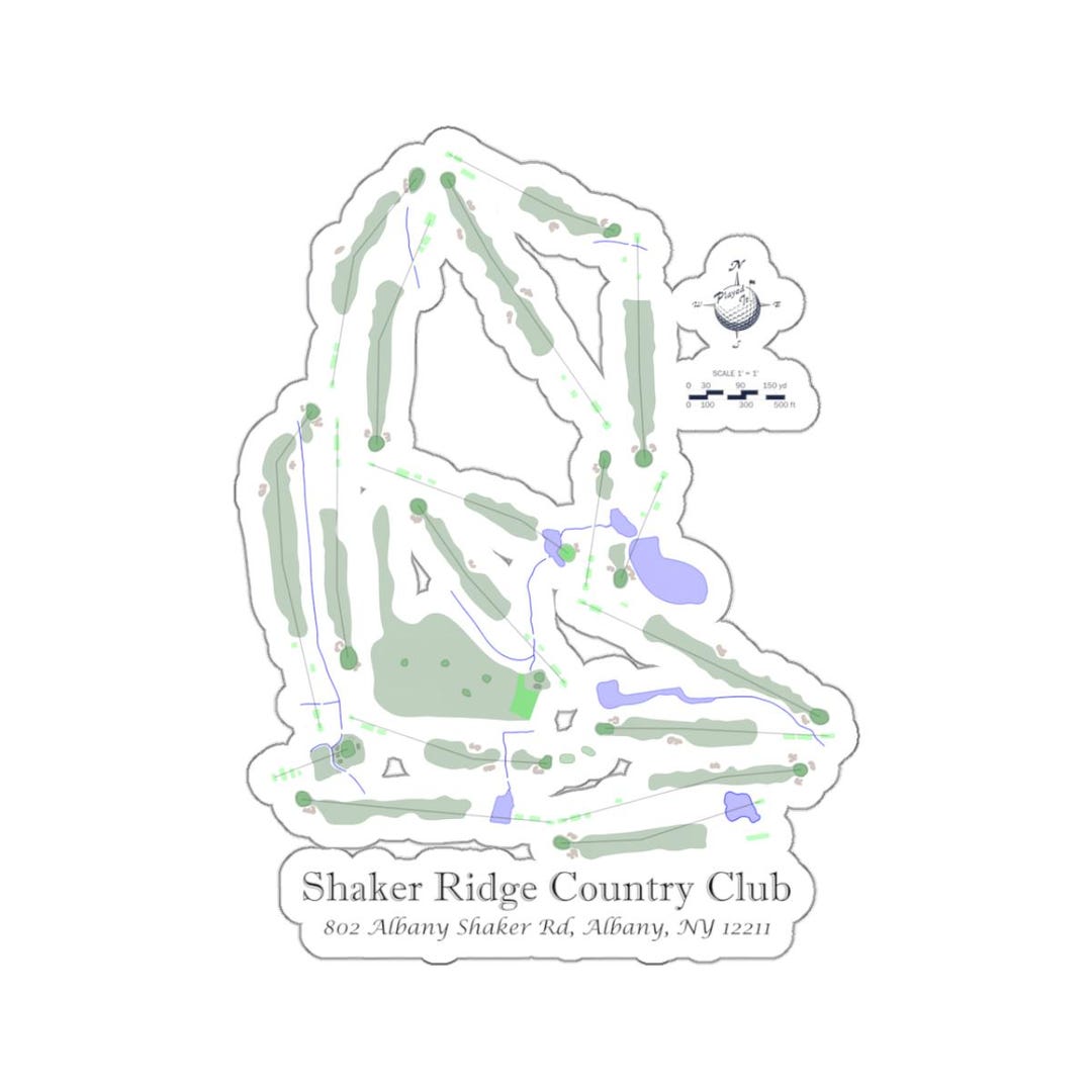 Shaker Ridge Country Club Golf Course Map, Golf Gifts, Traveler Sticker ...