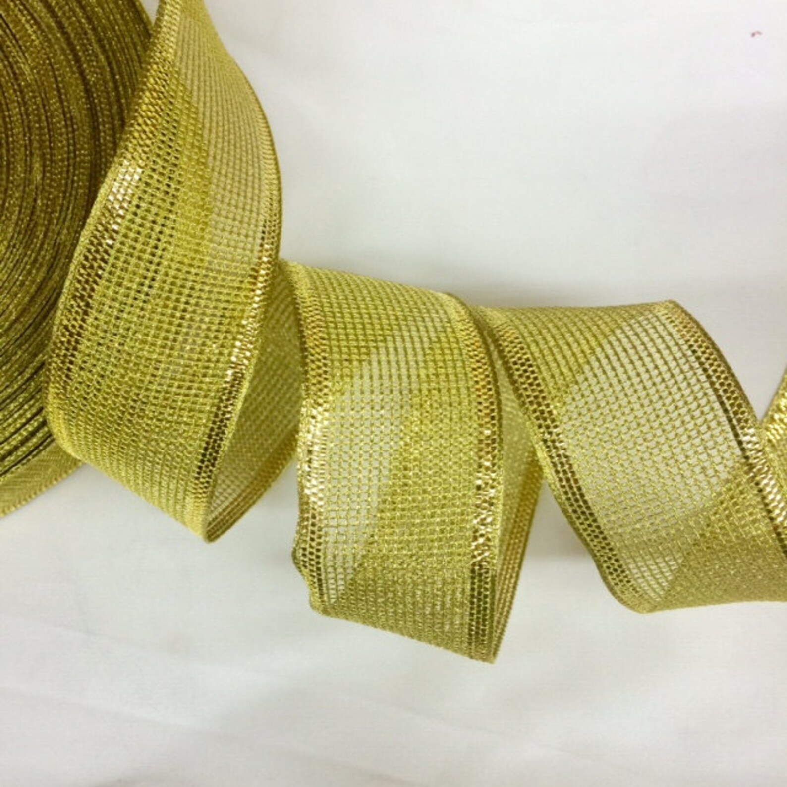 Premium Gold or Silver Mesh With Wired Edge Ribbon metallic - Etsy