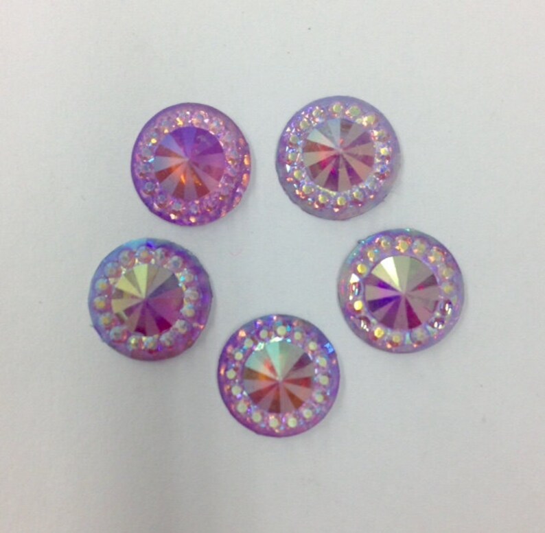 Crystal AB Flat Back Pointed Round Shape Resin Stone Glue on | Etsy