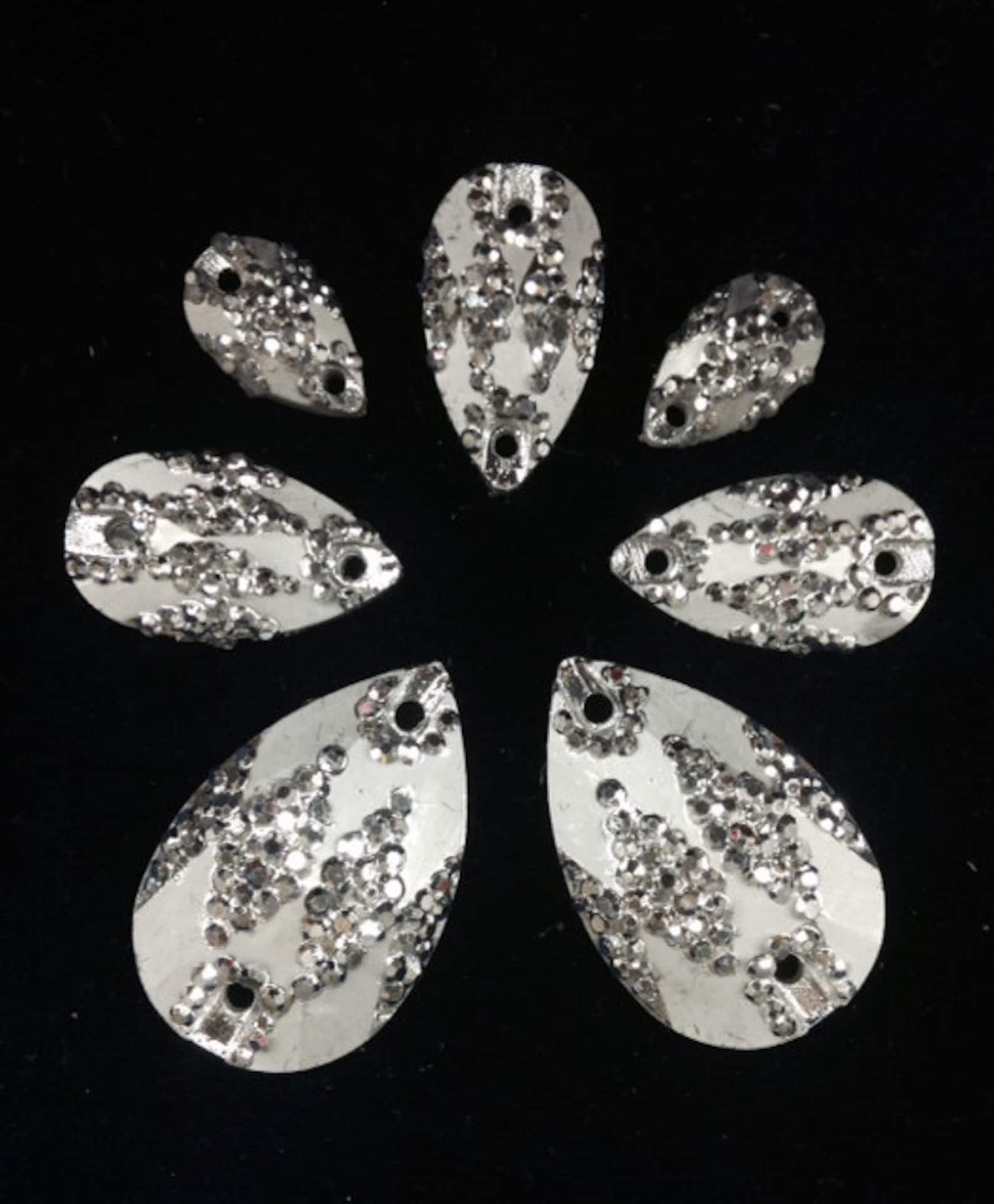 Resin Stoneteardrop Shape Silver Flat Back Sew or Glue on Geometric ...