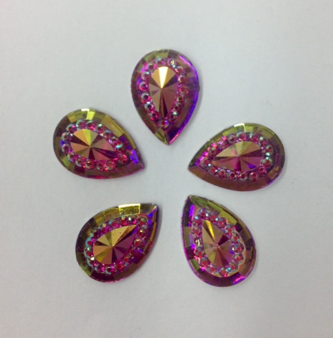 Crystal AB Flat Back Tear Drop Glue on Resin Stone Gems Selling per ...
