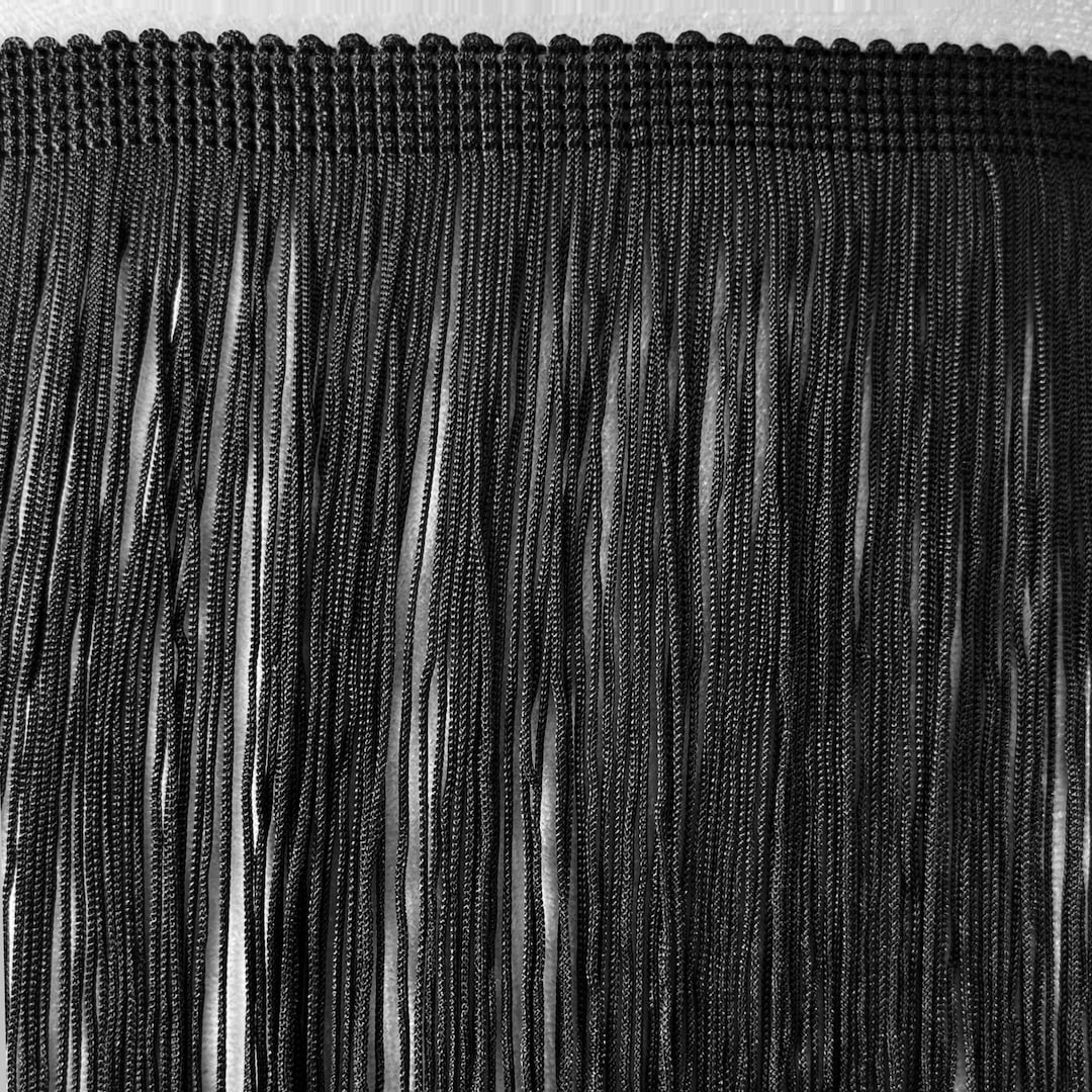 7.5” Black Chainette Fabric Fringe – Elegant Trim for Costumes, Fashion ...