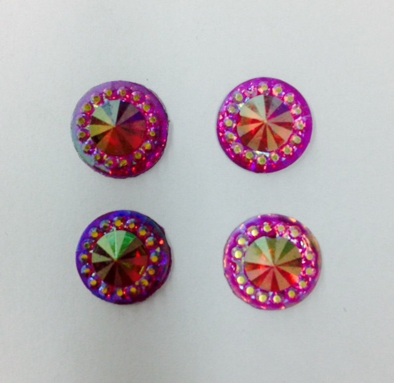 Crystal AB Flat Back Pointed Round Shape Resin Stone Glue on | Etsy