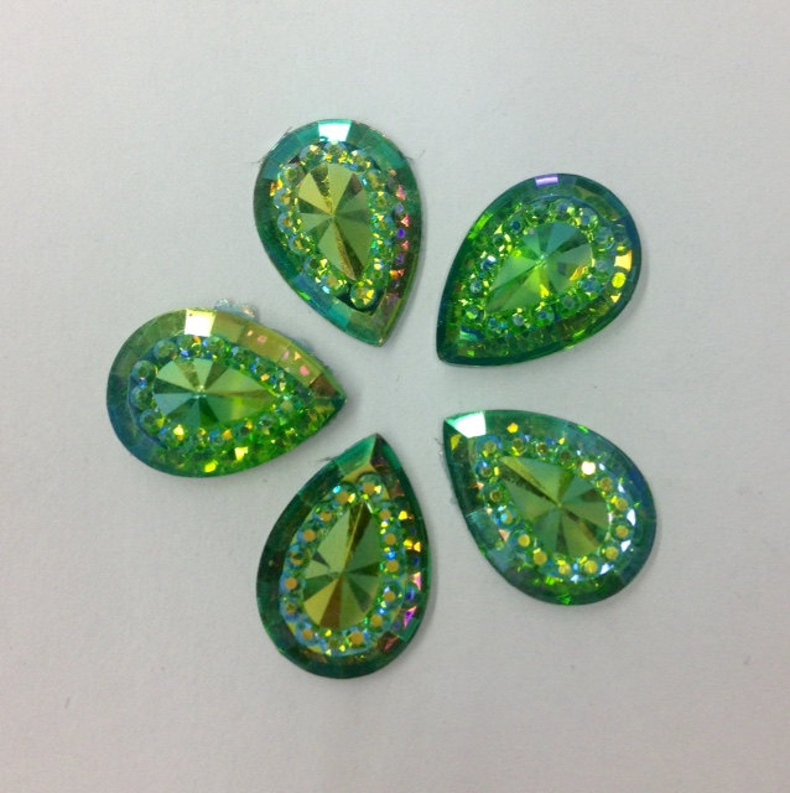 Crystal AB Flat Back Tear Drop Glue on Resin Stone Gems - Etsy