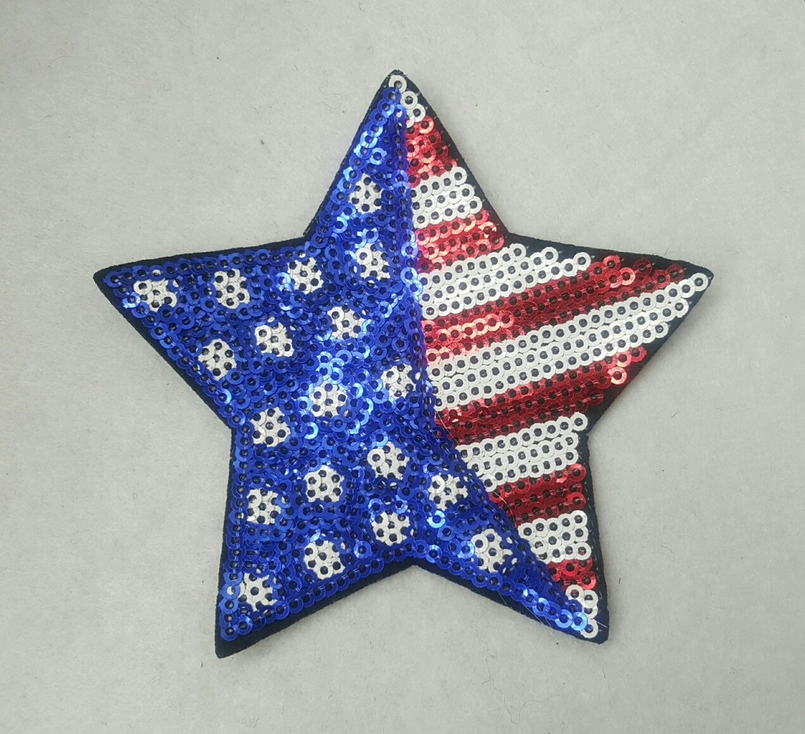 Star USA Flag Iron on Patch USA Flag Applique Sequin | Etsy