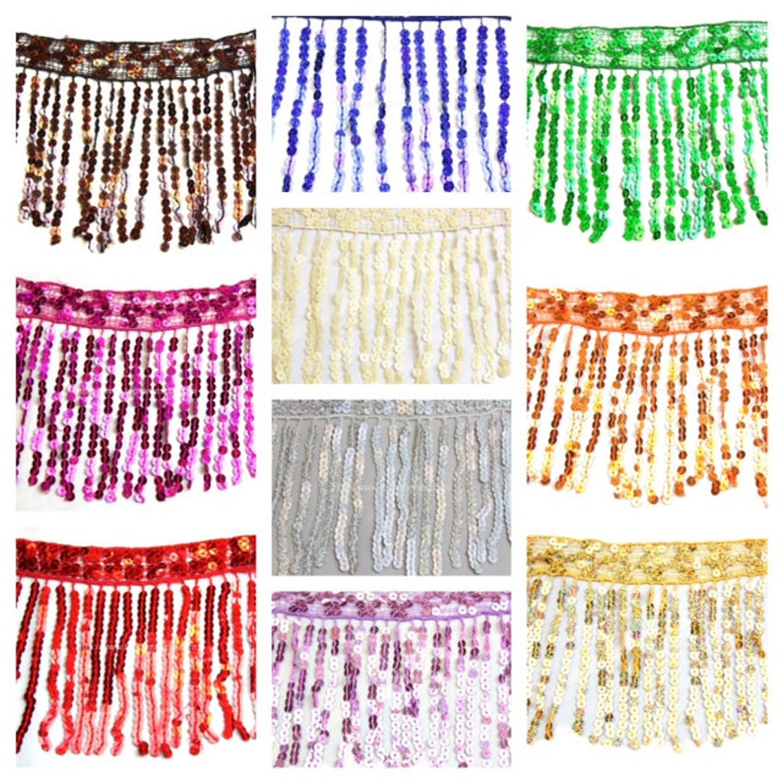 6long SEQUINS FRINGES Many Different Colors. Sold by the | Etsy