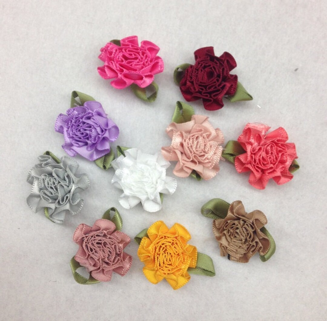 30 Pieces Fancy Mini Ruffer Flower Heads for DIY Craft Rossete for ...