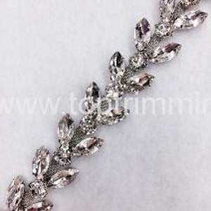 Rhinestones Crystal Leaf Shaped Trim 1"wide .(selling per Yard) - Etsy
