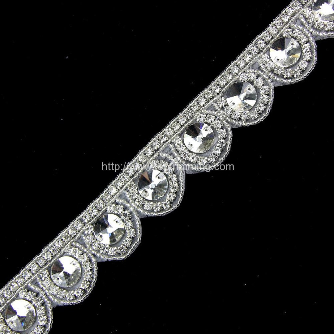 Rhinestone Trim With Crystal, Circular Fringe Style, DIY Headpiece ...