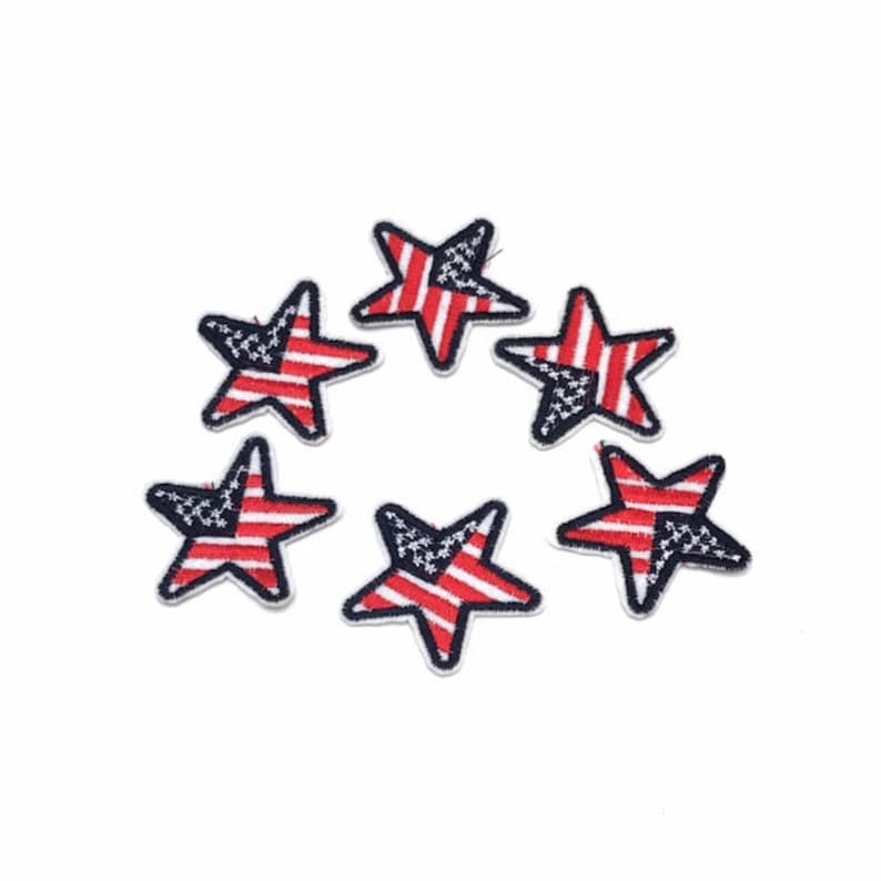 Patriotic America Star Patches Red White Blue (sold in Set of 6 Pieces ...