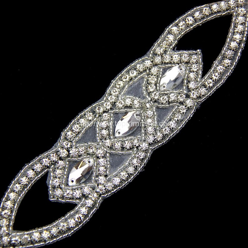 Rhinestone and Oval Crystal Trim Wedding Crystal Patch - Etsy