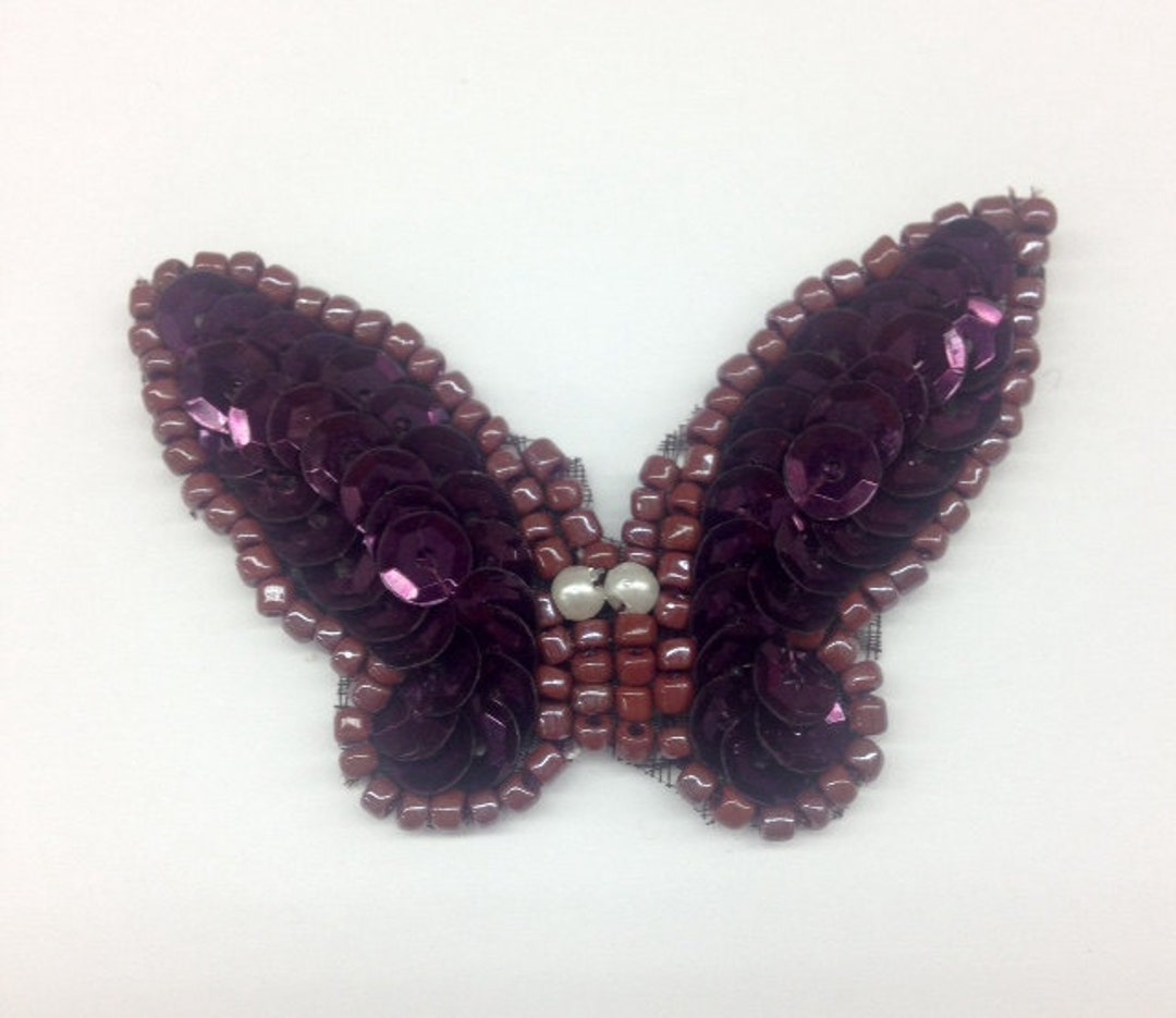 5pcs per Pack1.75"x1.50" Beaded Sequins Butterfly Sew on Applique Patch ...