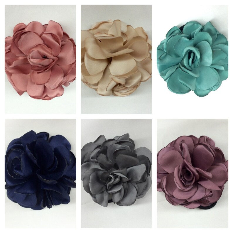 Layered Satin Flower Burned Edges Satin Rose/hair Flower/brooch Pin ...