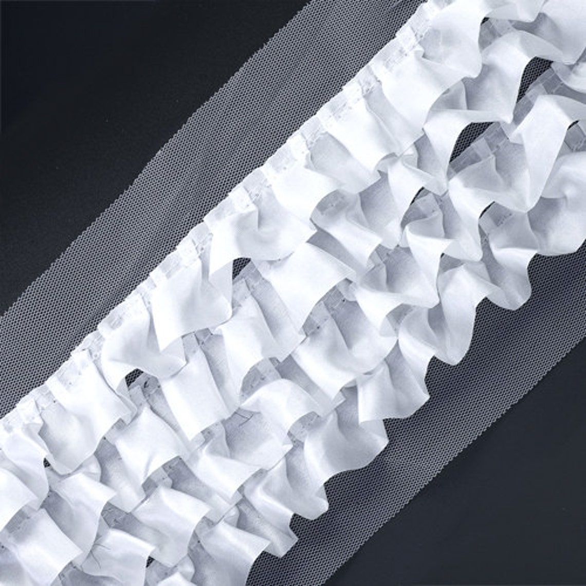 White chiffon ruffles trim chic chiffon ruffle fabric tutu | Etsy