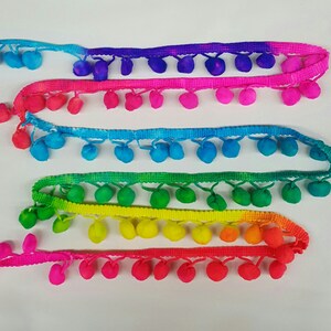 Neon Yellow Neon,hot Pink,neon Coral,and Neon Rainbow Pom Pom Trim ...