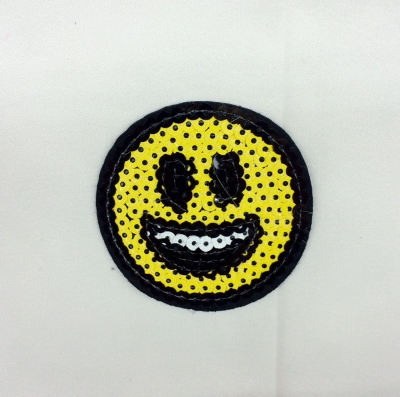 Smiley Face Sequin Patch Iron on Patch for Jacket.price per | Etsy
