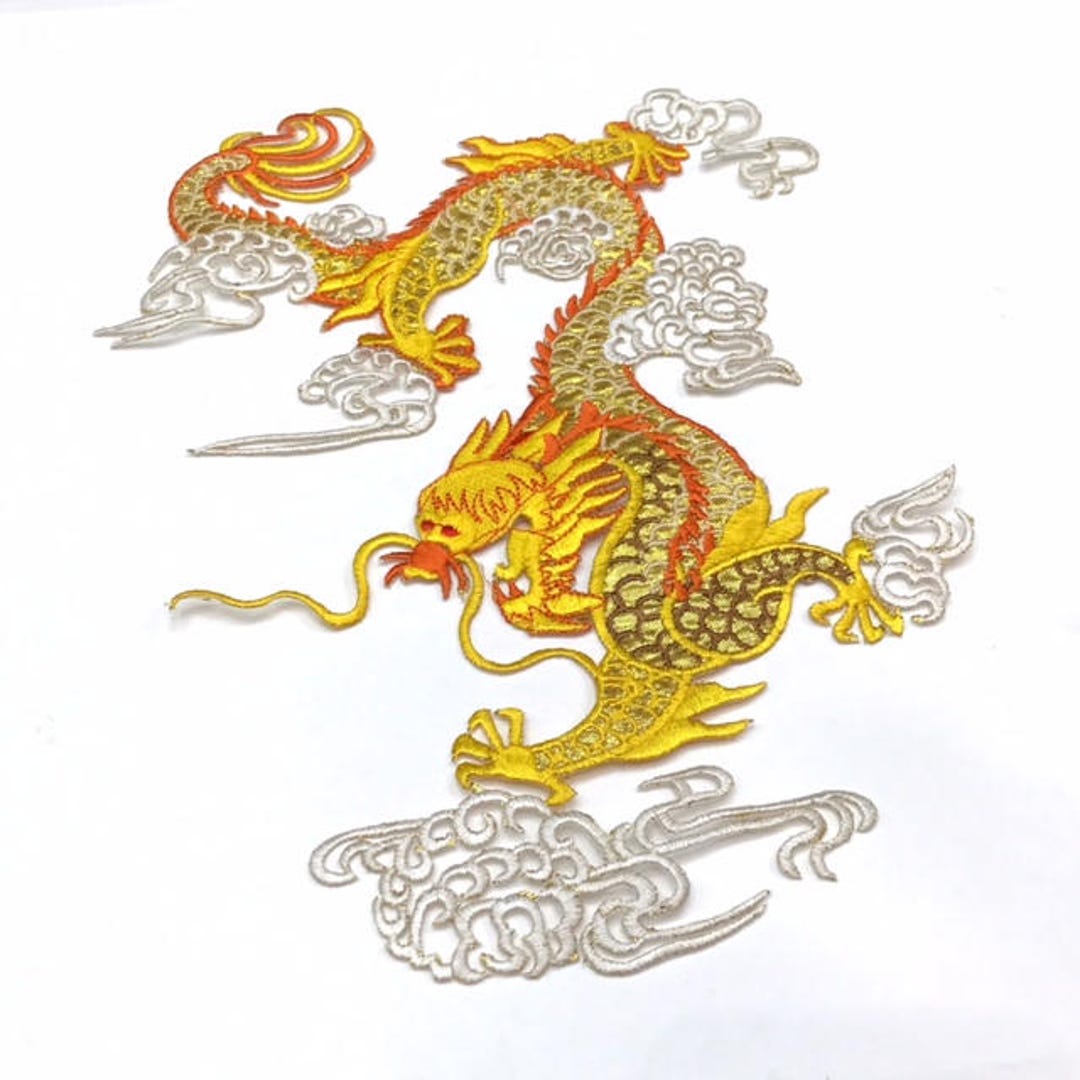Asian Dragon Embroidered Patch Applique Sew or Iron - Etsy