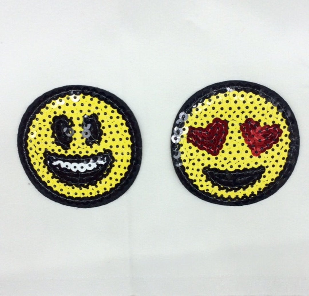 Smiley Face Sequin Patch Iron on Patch for Jacket.price per 3pcs - Etsy