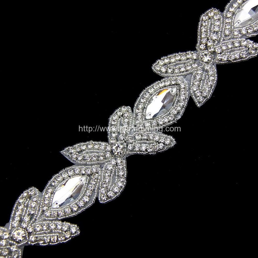 Rhinestone Trim With Crystal in Center, Dazzling Wedding Ornament ...