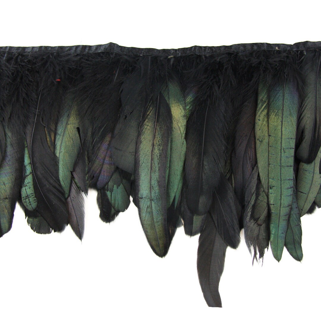 Black Rooster Coque Tail Feathers, Strung, per Yard / Wholesale Bulk ...