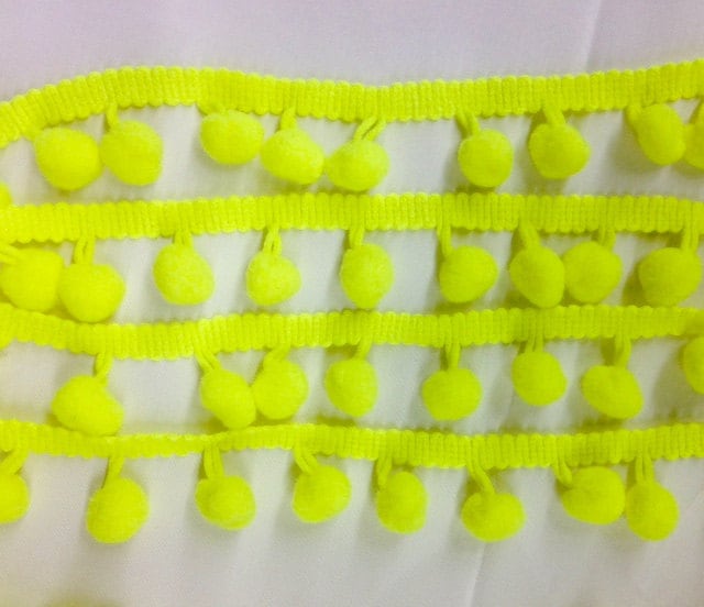 Neon Yellow Neon,hot Pink,neon Coral,and Neon Rainbow Pom Pom Trim ...