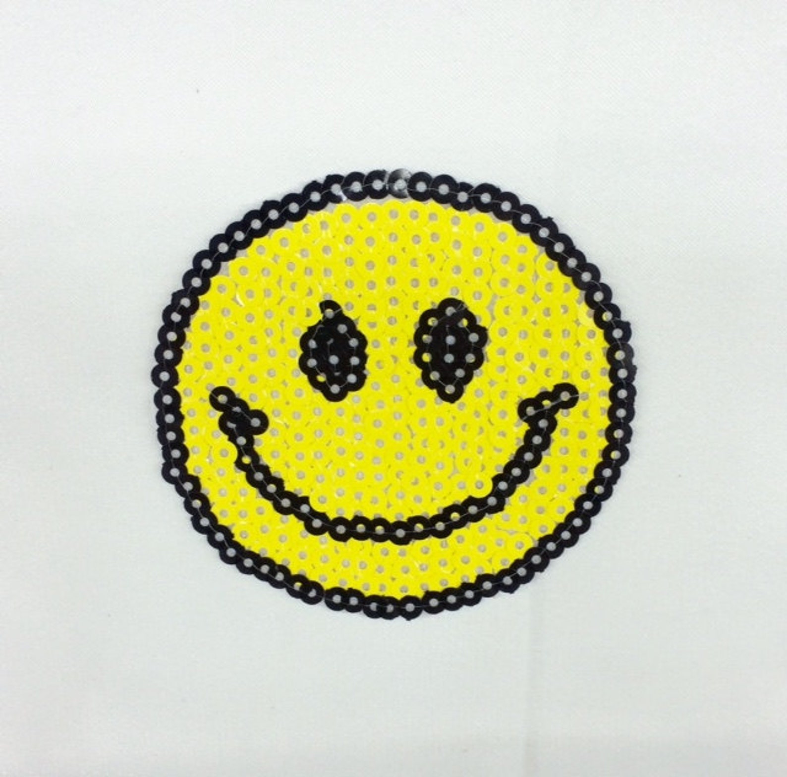 3 1/2" Inch Smile Face Patch Sequins Applique Sew on Patch Price per 3 ...