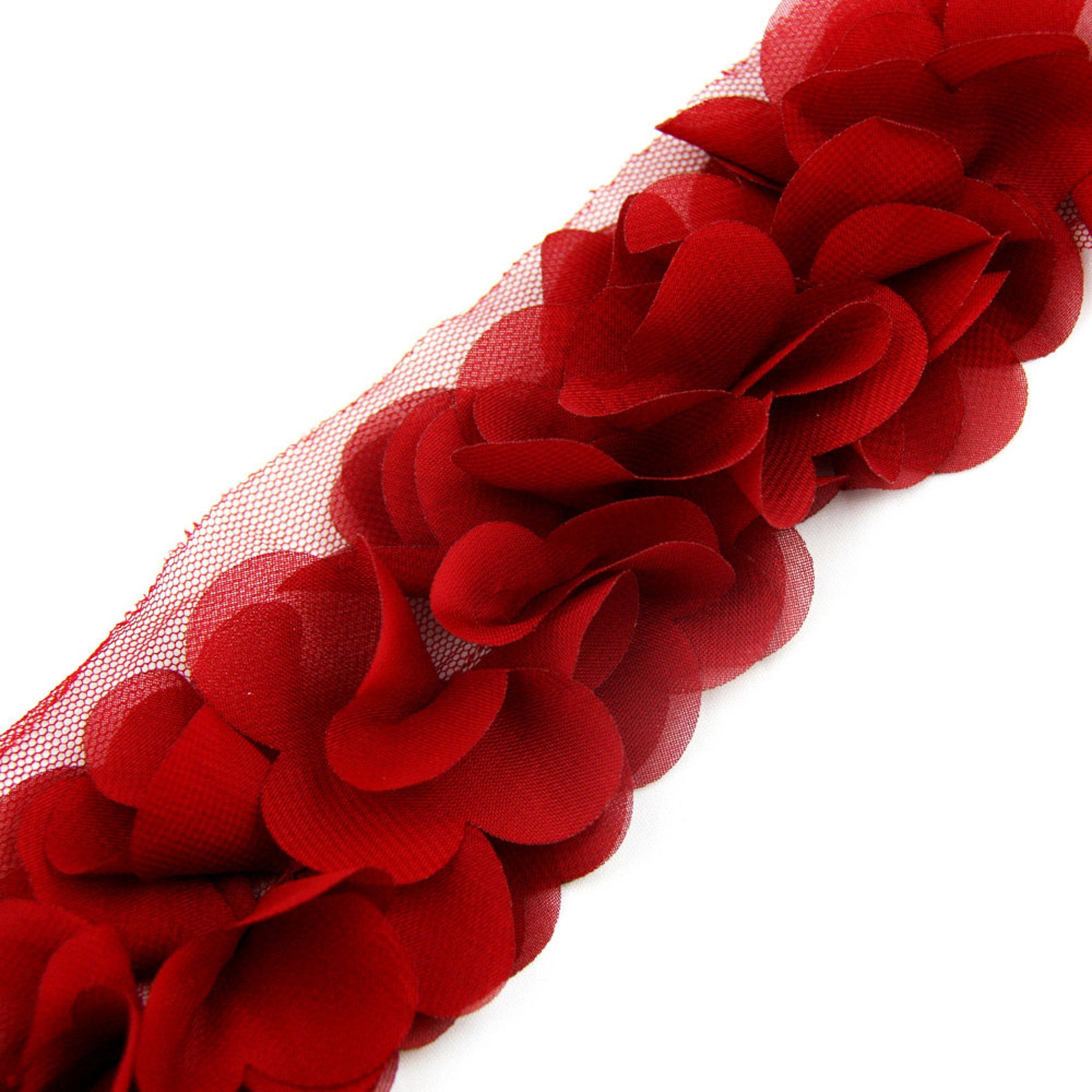 3D Flower Chiffon Floral Trim, Chair Sash, Wedding Decors, Bridal ...