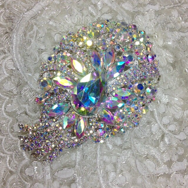 Large Rhinestone Brooch / Bridal Brooch / Crystal Brooch | Etsy