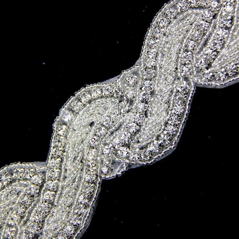 Rhinestone and Crystal Trim, Beaded in the Center, Wedding Accessories ...
