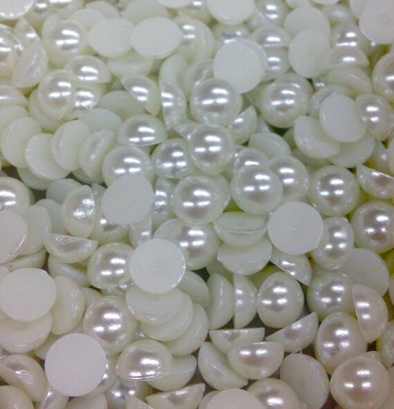 White Loose flat back plastic pearls 10mm No hole sold per bag | Etsy