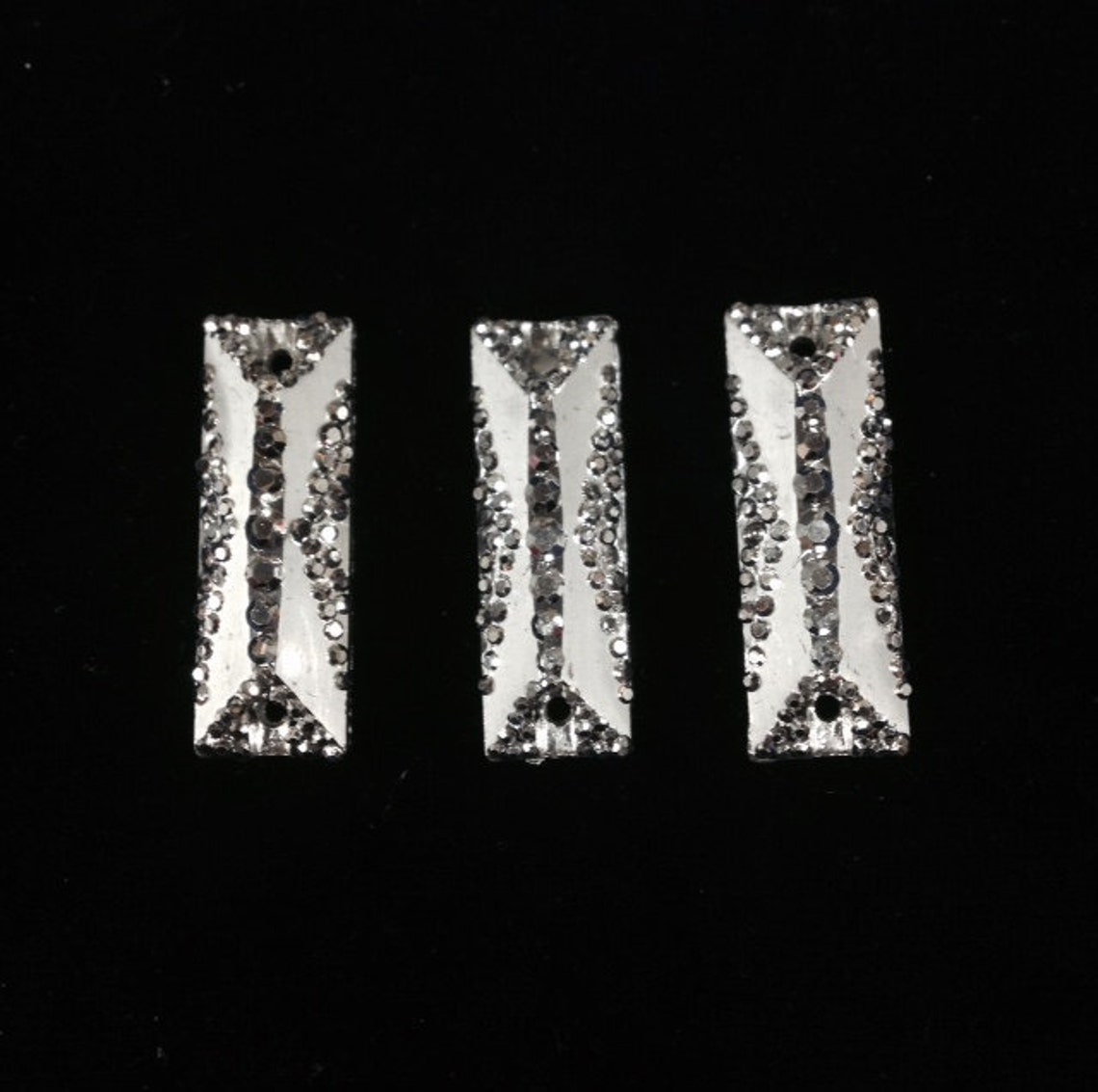 Resin Stone Rectangle Silver Flat Back Sew or Glue on | Etsy