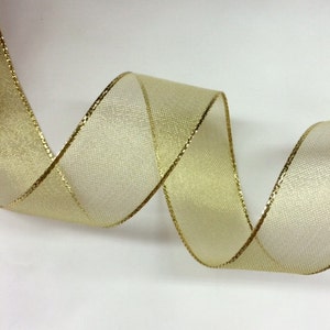 Premium Gold or Silver Mesh With Wired Edge Ribbon metallic Gold 1 1/2 ...