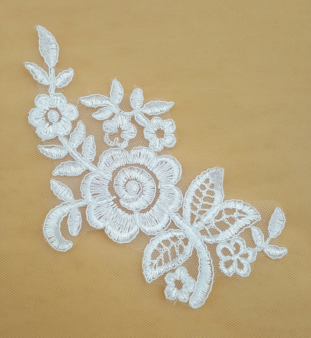 3 Pcs Lace Appliques ,wedding Applique, Lace Appliques, Embroidered ...
