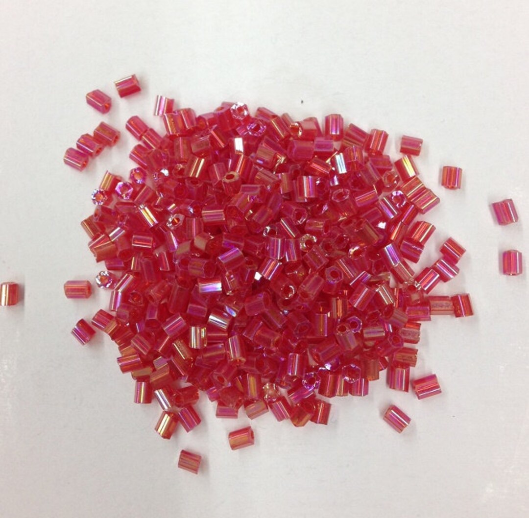 Bugle Tube Beads Size 3mm Long Red AB (2.5oz per Bag = 75 Grams) - Etsy