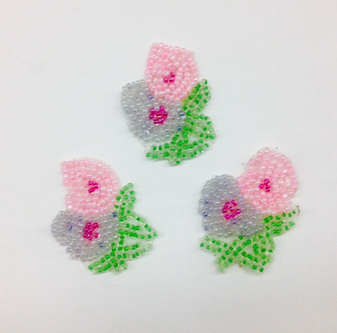 6 Pieces Listing Cute Mini Beaded Flower Applique Sew on or Glue On - Etsy