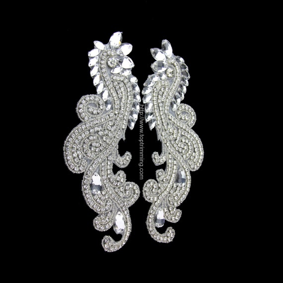 Rhinestone Applique in Floral Pattern Crystal/silver | Etsy