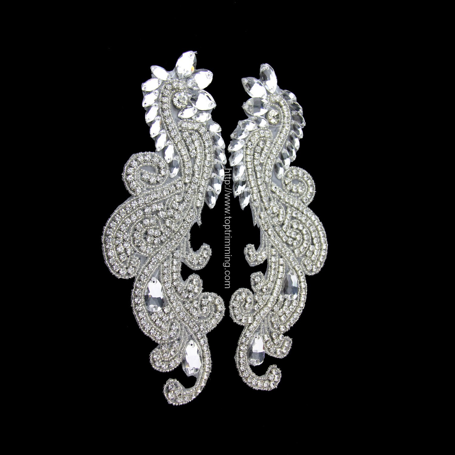 Rhinestone Applique in Floral Pattern Crystal/silver | Etsy