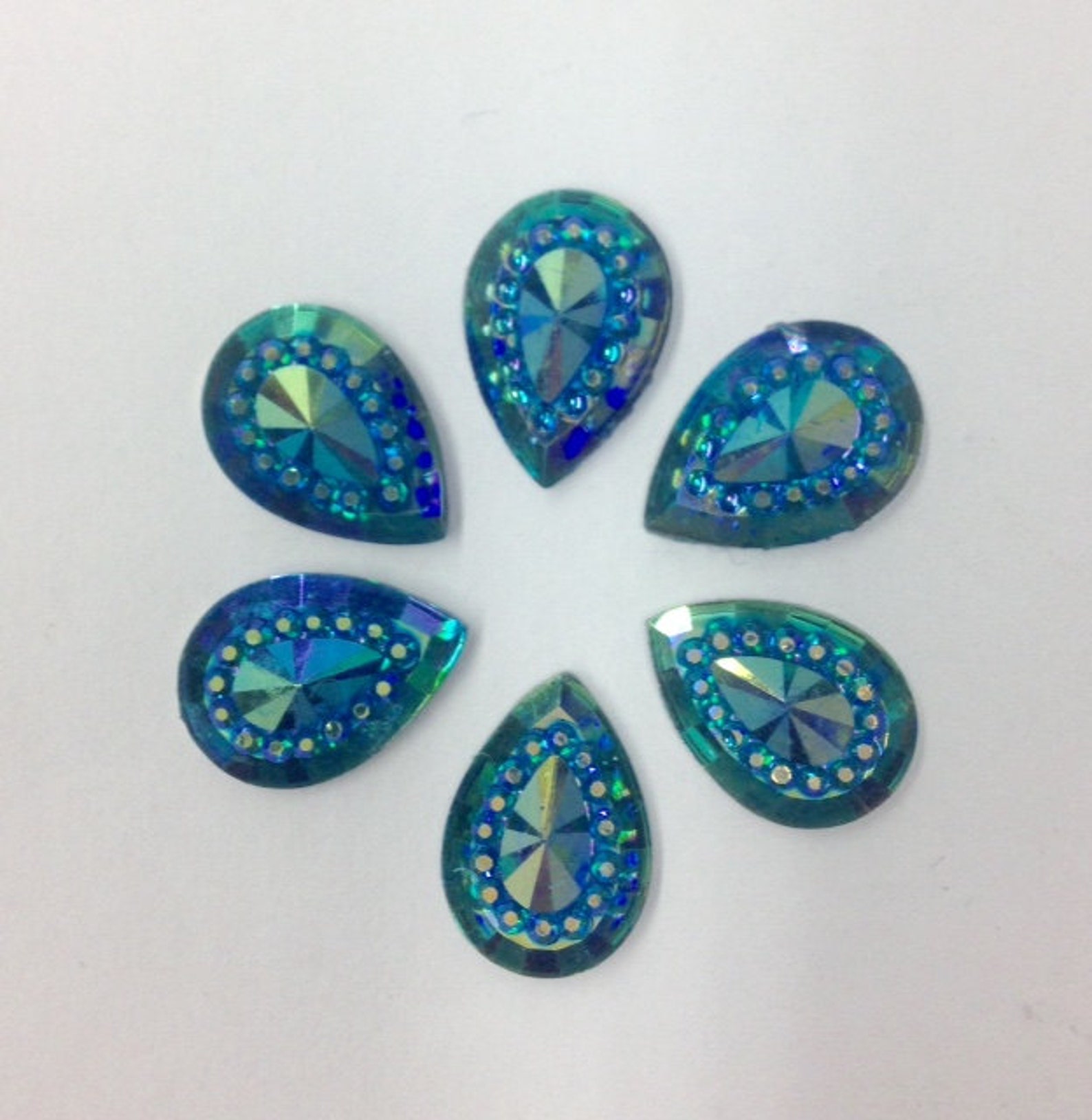 Crystal AB Flat Back Tear Drop Glue on Resin Stone Gems - Etsy