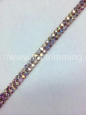 Rhinestone banding 2 line Gold setting | Etsy