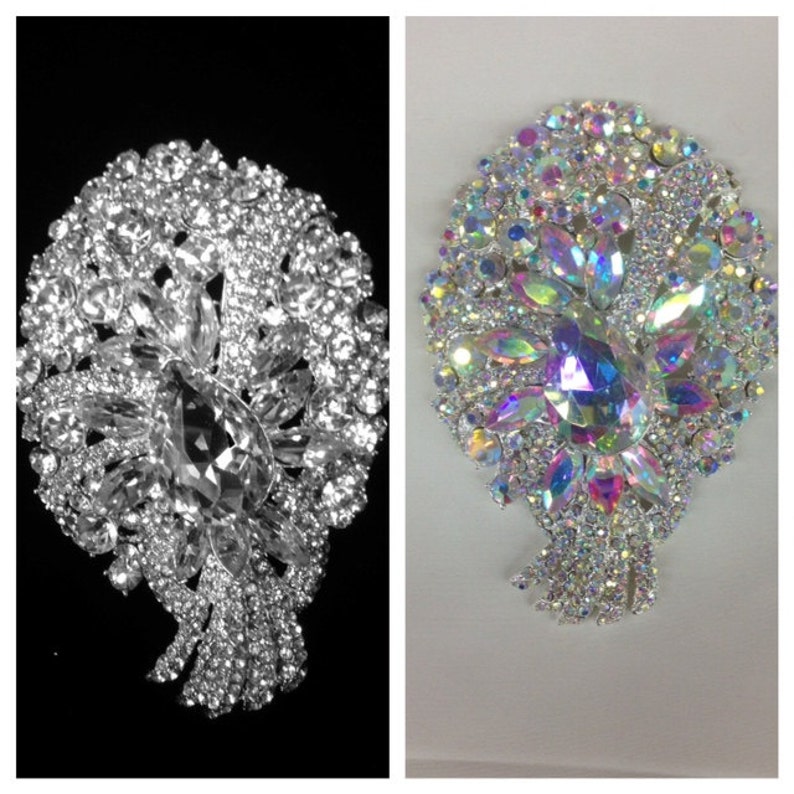 Large Rhinestone Brooch / Bridal Brooch / Crystal Brooch | Etsy