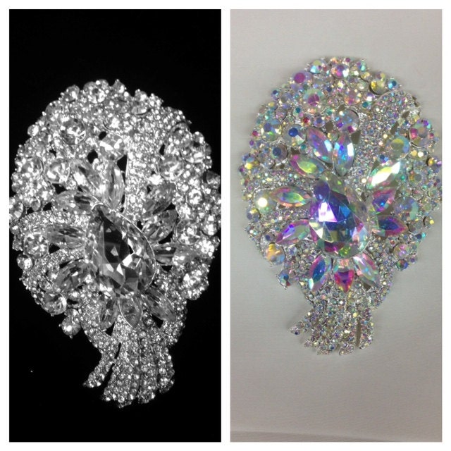 Large Rhinestone Brooch / Bridal Brooch / Crystal Brooch | Etsy