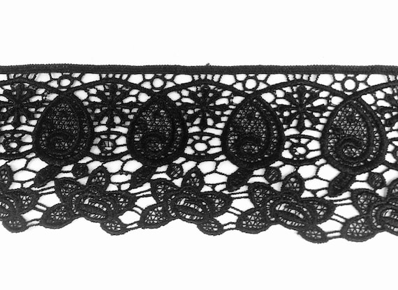1YRD Black Lace Applique Bridal Hair Appliques Wedding Lace | Etsy