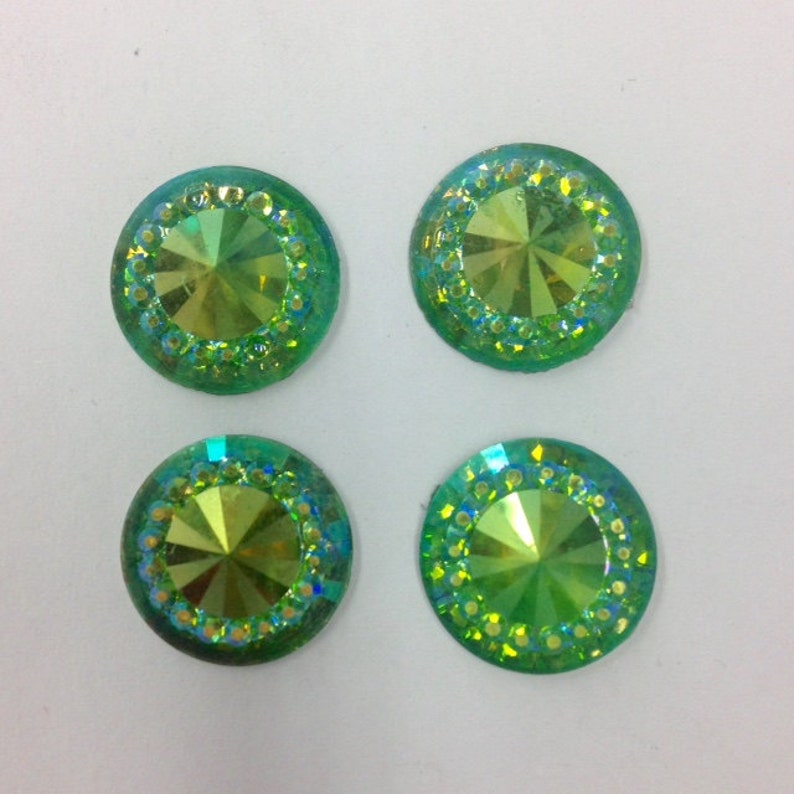 Crystal AB Flat Back Pointed Round Shape Resin Stone Glue on | Etsy