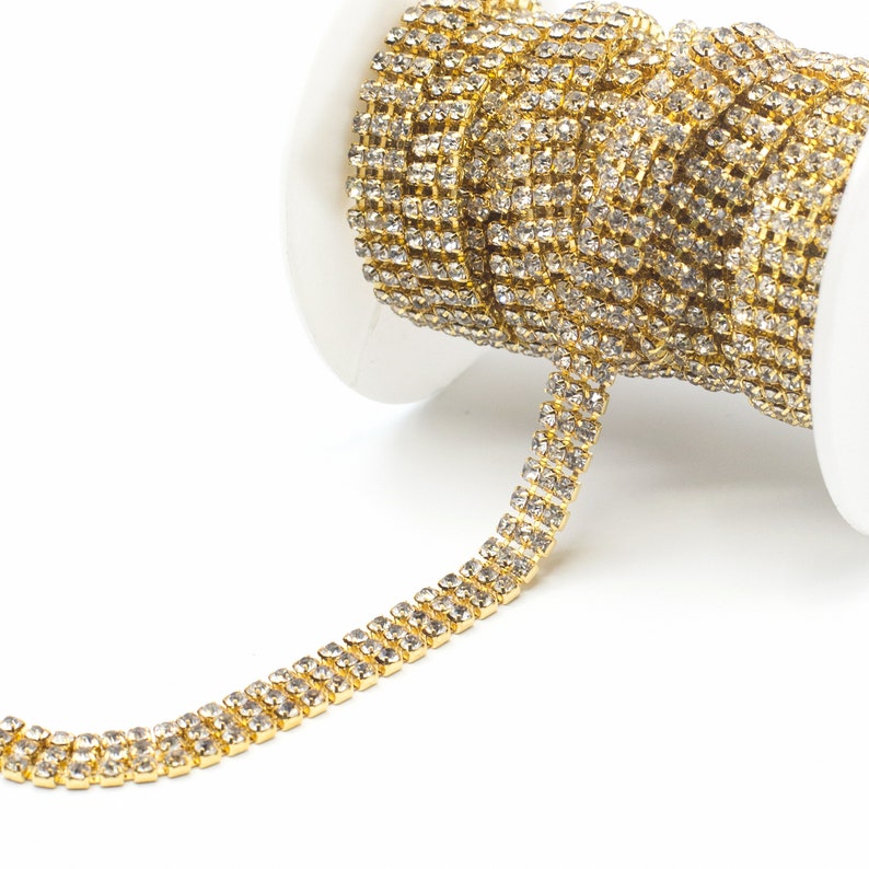 Premium Crystal Rhinestone Chain 3 Rows SS12 for Apparel and - Etsy