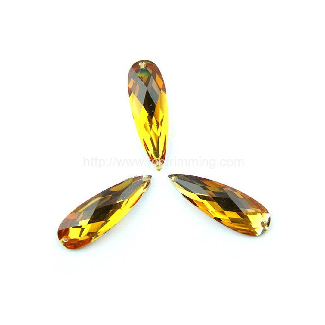 Crystal Golden Yellow Tear Drop Sew on or Glue on Selling per Pack - Etsy
