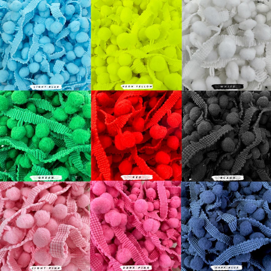 Rainbow Pom Pom Trim Handcrafted Fringe Fabric Lace Sewing Border Trim ...